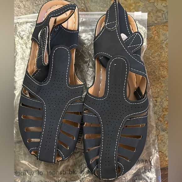 Temu | Shoes | Ladies Cute Closed Toe Sandals With Velcro Buckle | Poshmark